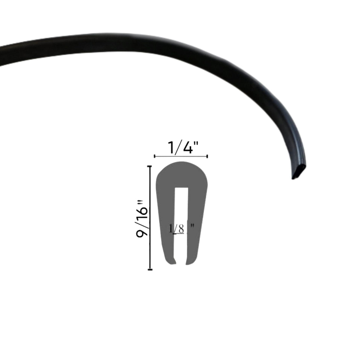 1/8" x 9/16" Rubber Edge Trim – U-Channel Edge Guard, Seal Trimming