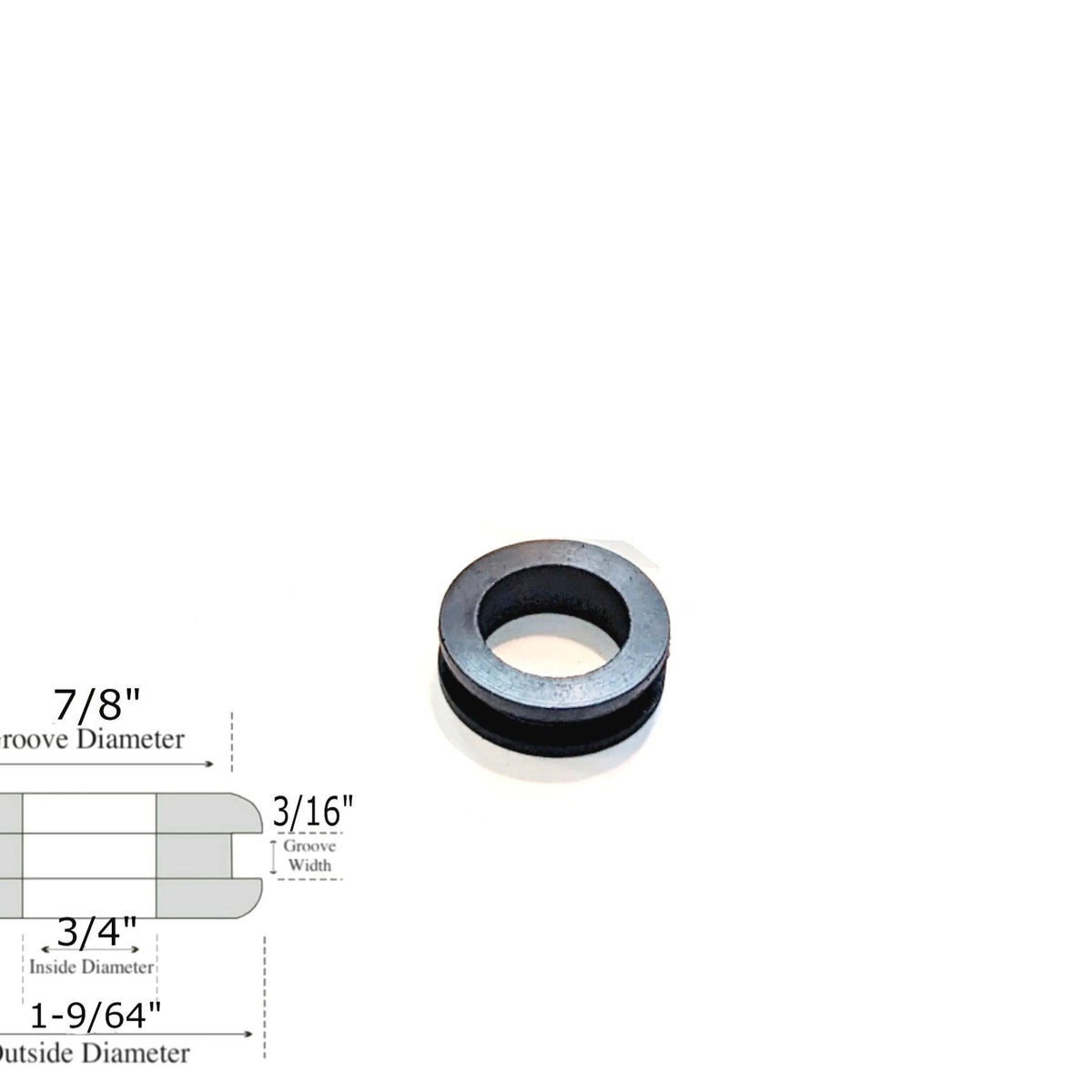 3/4" Inside Diameter Rubber Grommet - 3/16" Groove Width - Fits 7/8" H