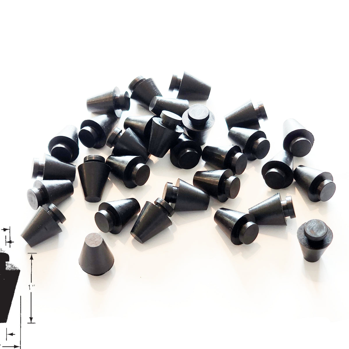 Pack of 25 Push-in Rubber Bumper Feet Tight Grip Stem Stoppers/Hole Pl