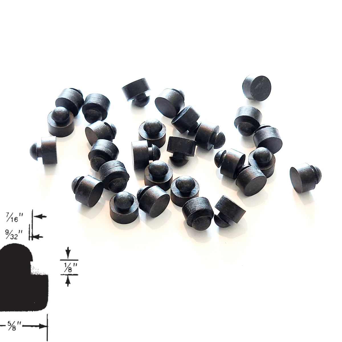 Individual Push-in Rubber Bumper Feet Tight Grip Stem Stoppers/Hole Pl