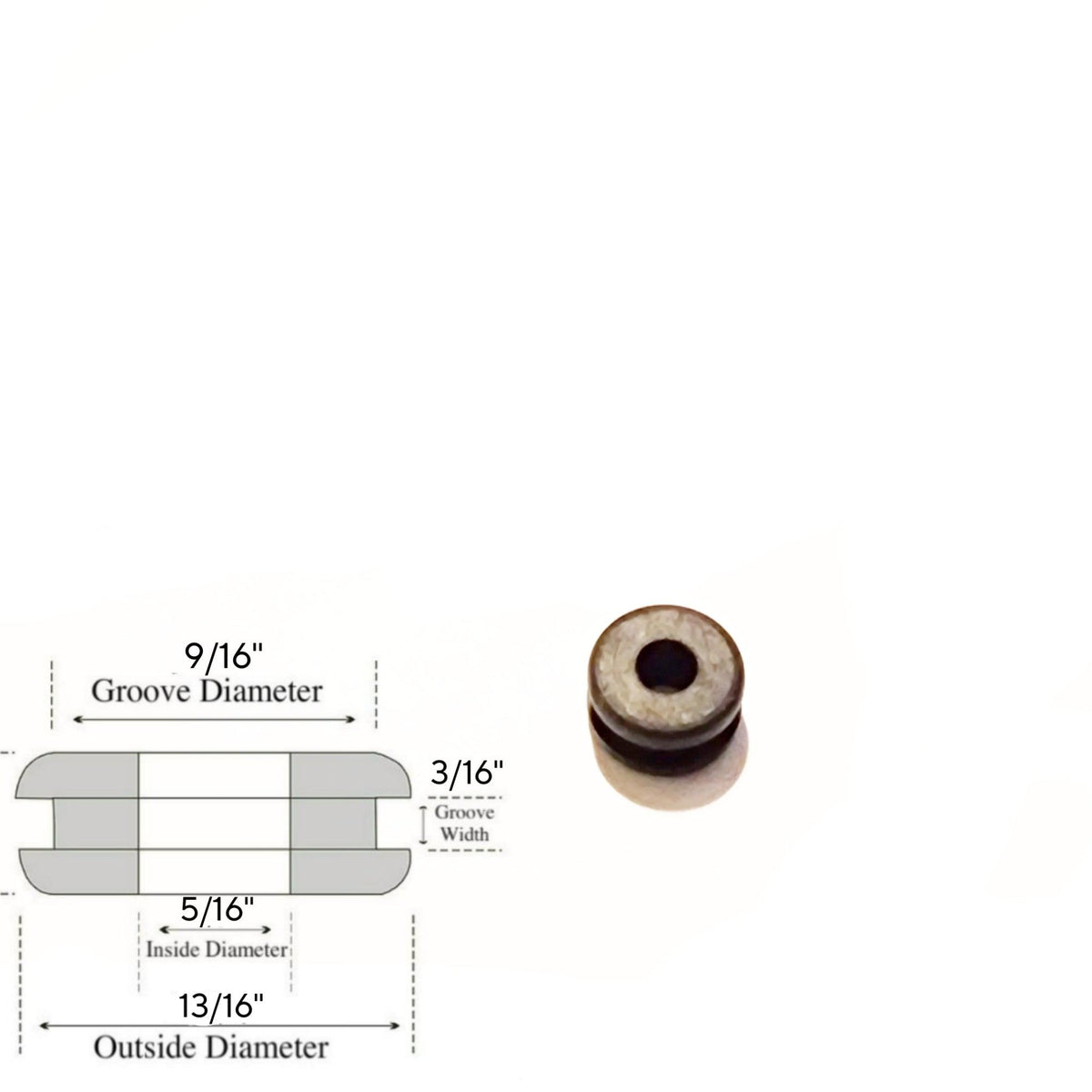 5/16" Inside Diameter Rubber Grommet - 3/16" Groove Width - Fits 9/16"