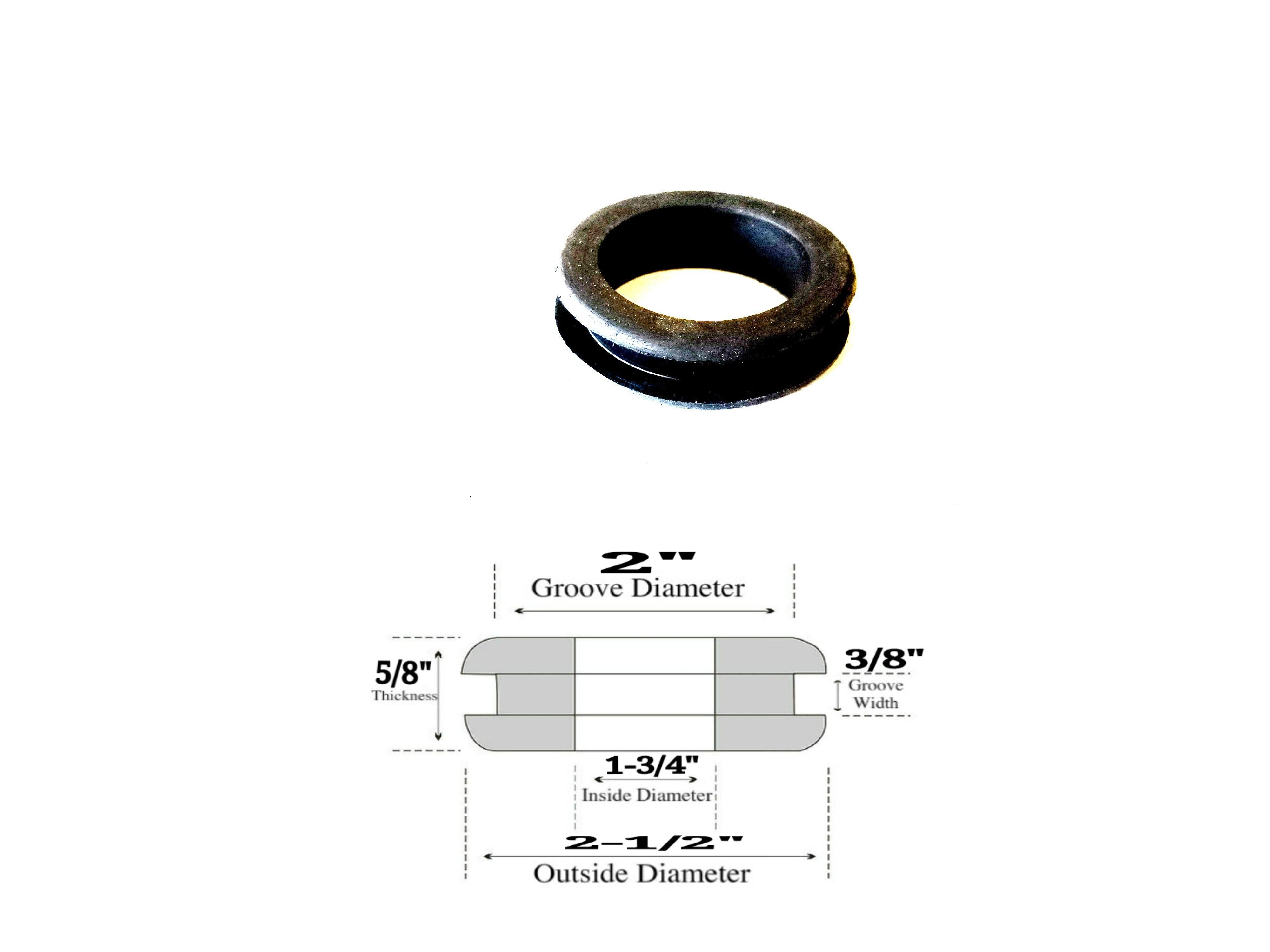 1-3/4" Inside Diameter Rubber Grommet - 3/8" Groove Width- Fits 2" Hol ...