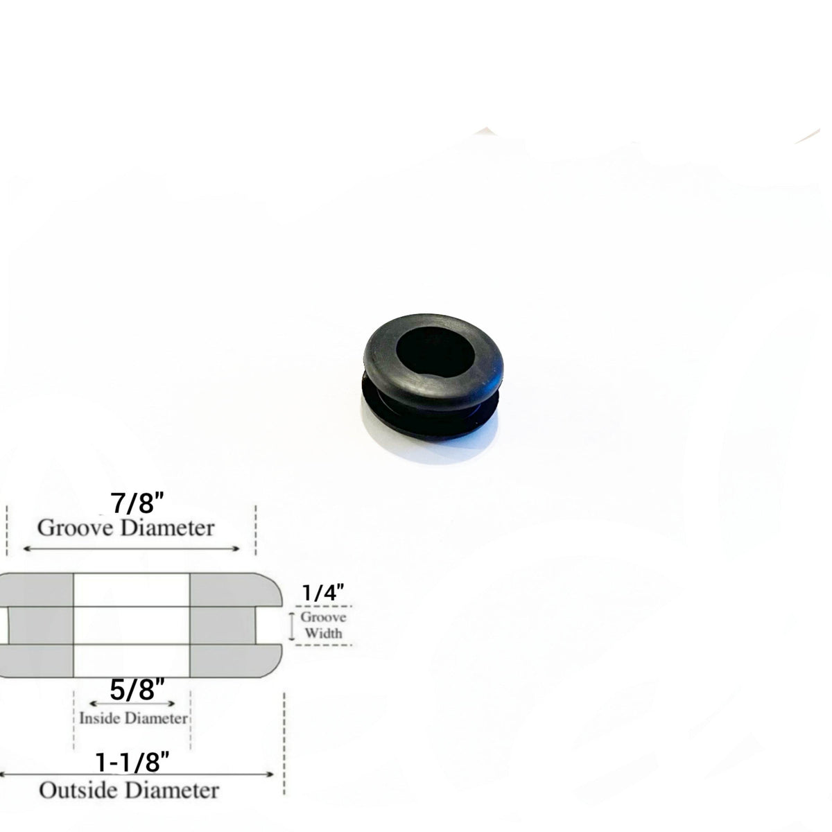 5/8" Inside Diameter Rubber Grommet - 1/4" Groove Width - Fits 7/8" Pa