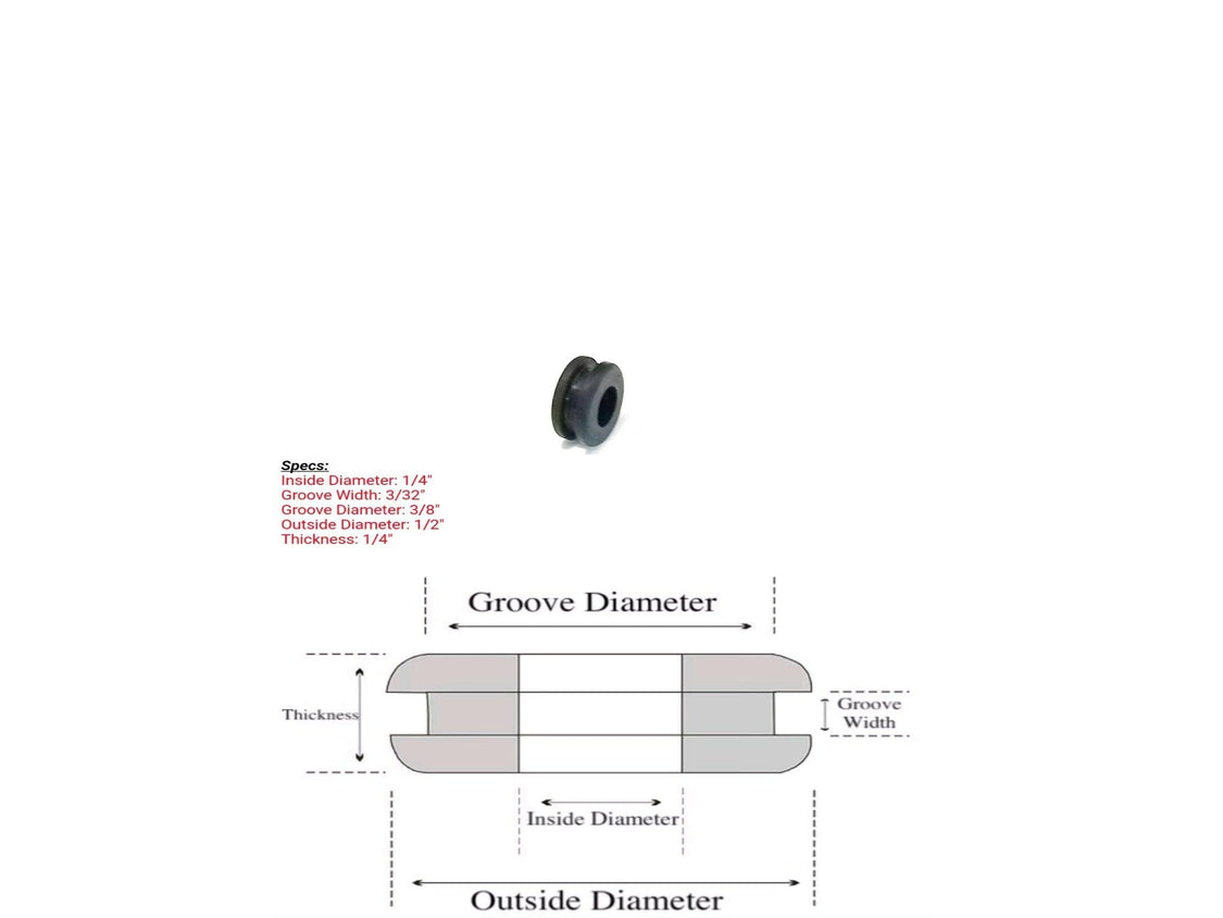 1/4" Inside Diameter Rubber Grommet - 3/32" Groove Width - Fit 3/8" Ho