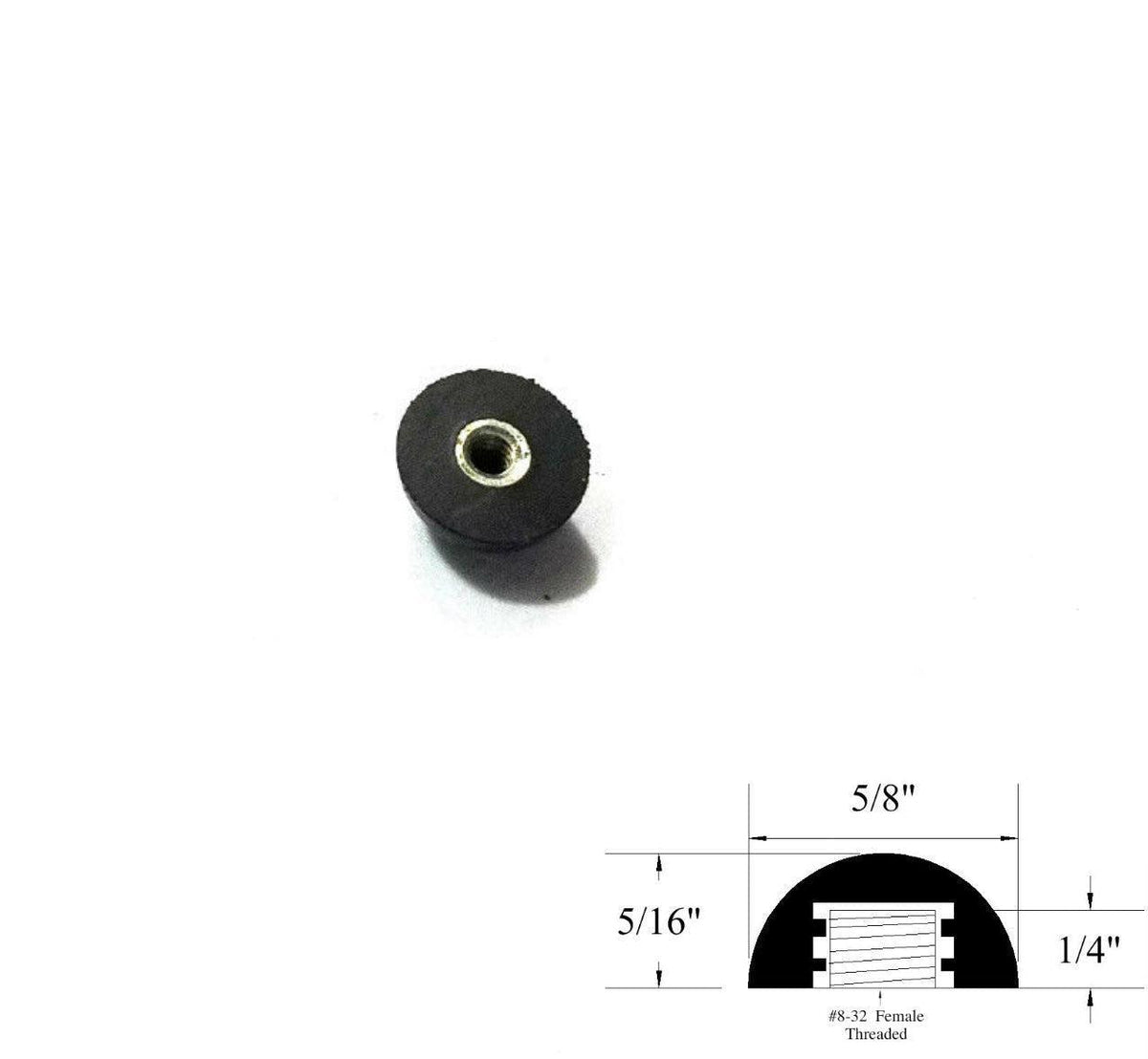 Rubber Bumper Feet #8-32 Female Thread - Rubber: 5/16" Height x 5/8" D