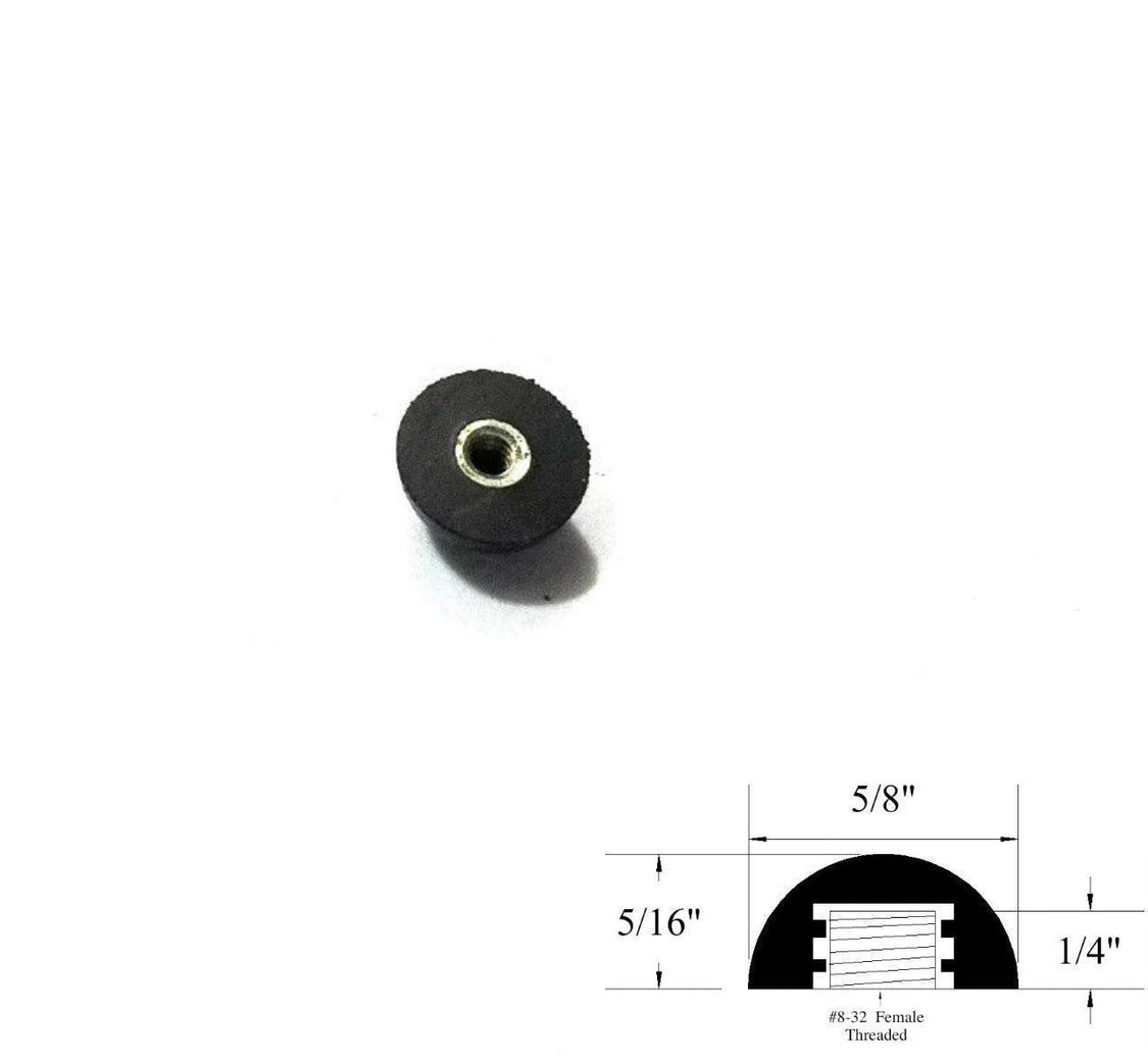 Rubber Bumper Feet #8-32 Female Thread - Rubber: 5/16" Height x 5/8" D